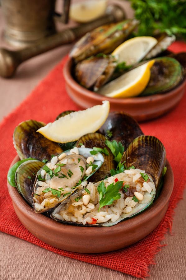 Turkish Rice Stuffed Mussels, Midye Dolma Stock Image - Image of ...