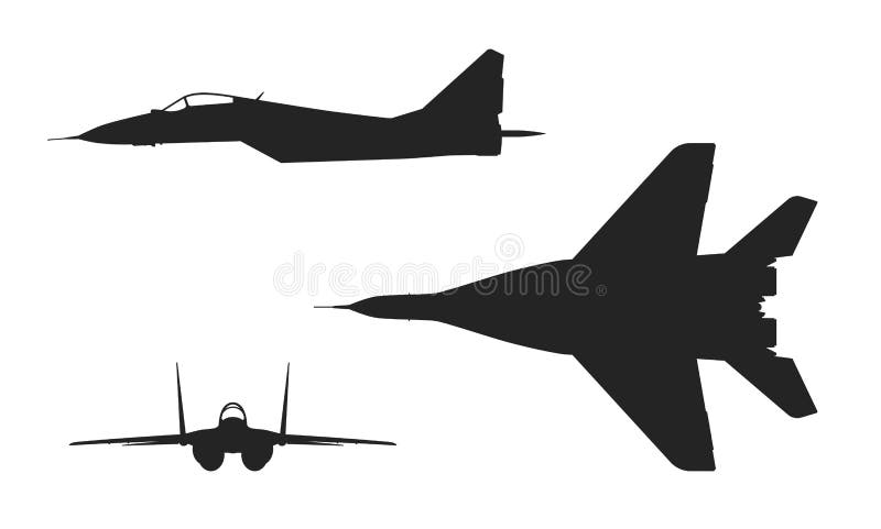Mig 29 Fighter Jet. Side and Front View. Air Force and Army Symbol ...