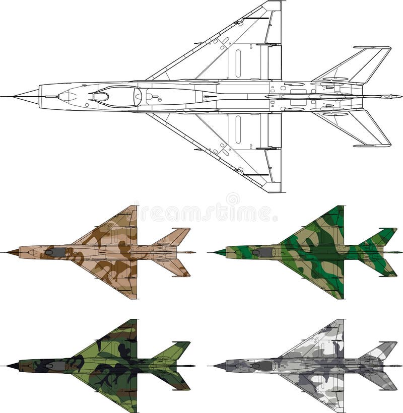 MiG21 cammo stock vector. Illustration of aircraft, mig21 - 27680253
