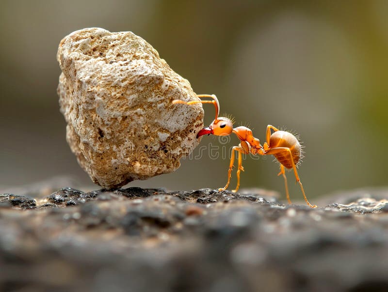 Mighty Ant Lifting a Rock stock illustration. Illustration of effort ...