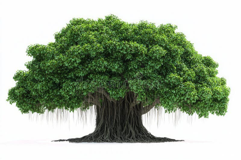 Mighty Banyan Tree with Aerial Roots and an Expansive Canopy, Isolated ...