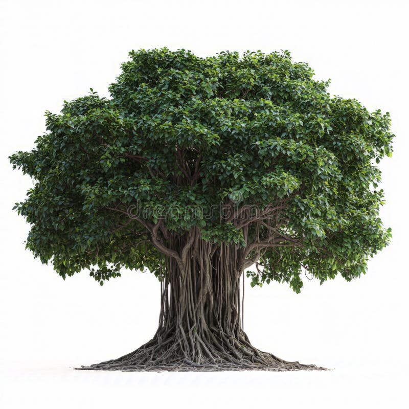 Mighty Banyan Tree with Aerial Roots and an Expansive Canopy, Isolated ...