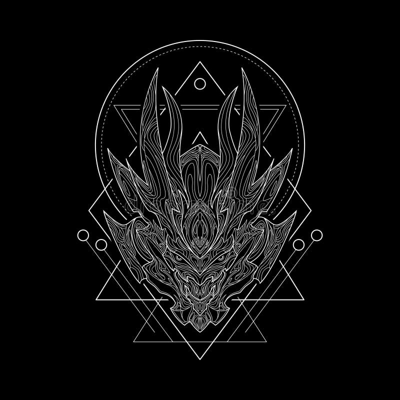 Mighty Demon Geometry Style Stock Vector - Illustration of vintage ...