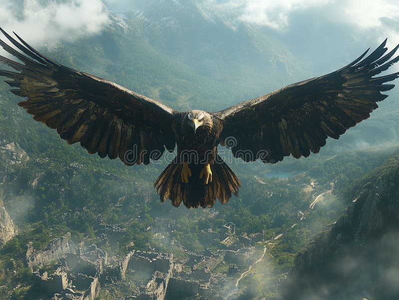 Mighty Eagle Soaring with Unmatched Strength Stock Illustration ...