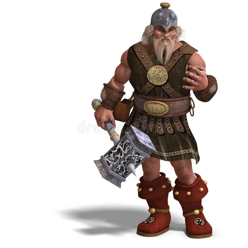 Mighty Fantasy Dwarf with a Hammer Stock Illustration - Illustration of ...