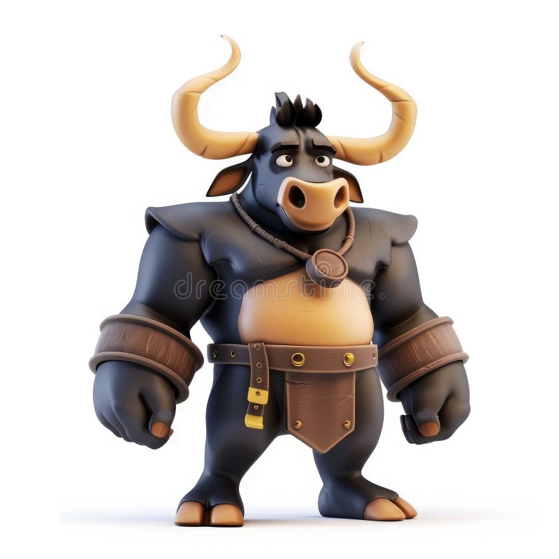 Mighty Minotaur, 3D Render of Strong Bull Character Stock Illustration ...