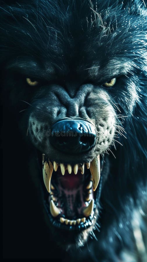 A Mighty Mythical Werewolf Aggressively Shows His Fangs Stock ...