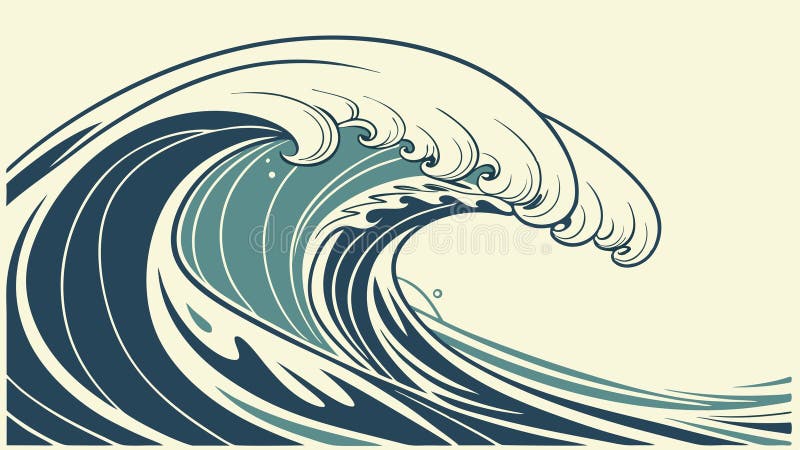 Mighty Ocean Wave, Deep Blue and Powerful, Vector Design Generative AI ...