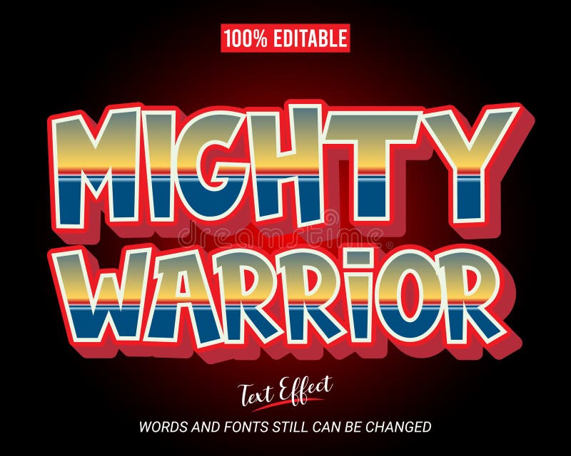Mighty Warrior Typography Text Effect, Alphabet, Poster Design Stock ...