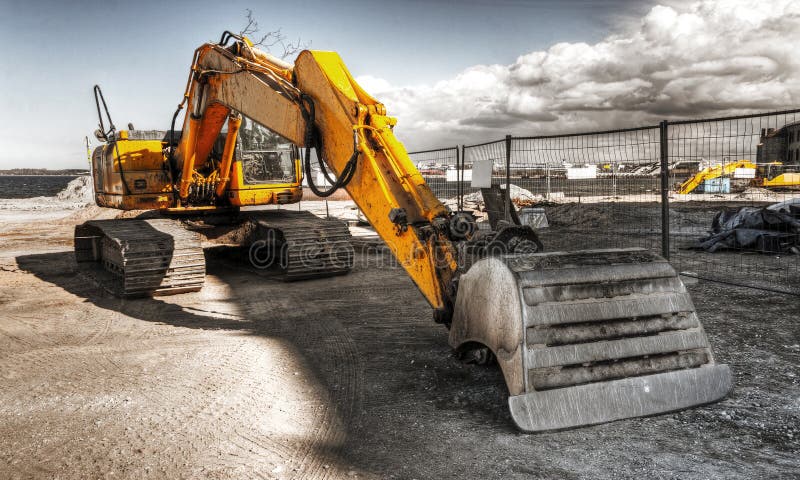 Mighty yellow excavator stock image. Image of tool, yellow - 29178591