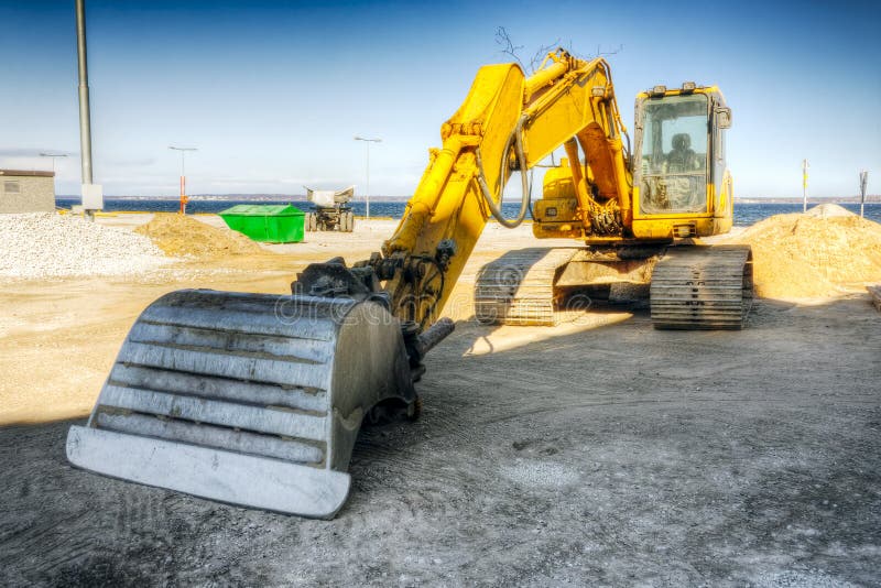 Mighty yellow excavator stock image. Image of tool, yellow - 29178705