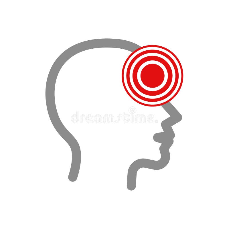 Migraine with Head and Red Circle Vector Stock Vector - Illustration of ...