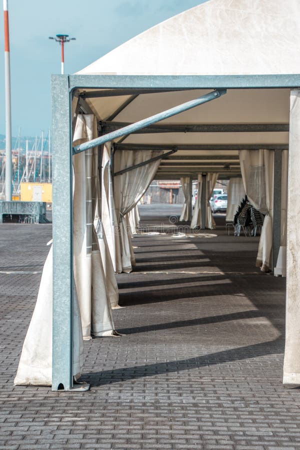 Migrant Processing Tents stock photo. Image of crisis - 130514734