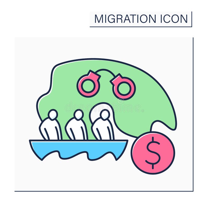 Migrants Smuggling Color Icon Stock Vector - Illustration of illegal ...