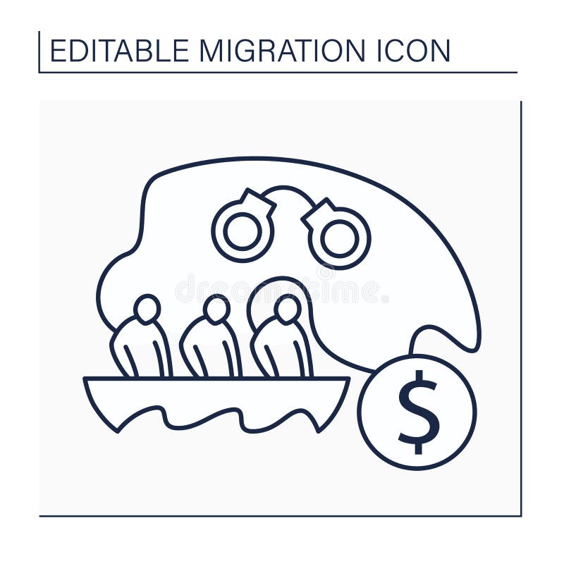 Migrants Smuggling Line Icon Stock Vector - Illustration of migration ...