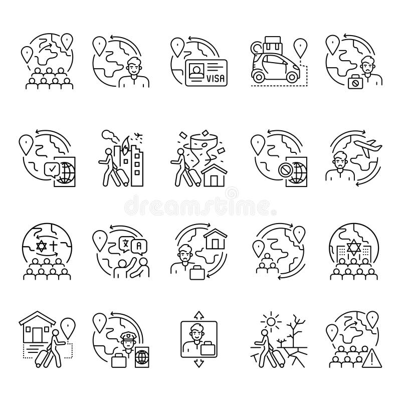 Migration black line icon. stock illustration. Illustration of ...