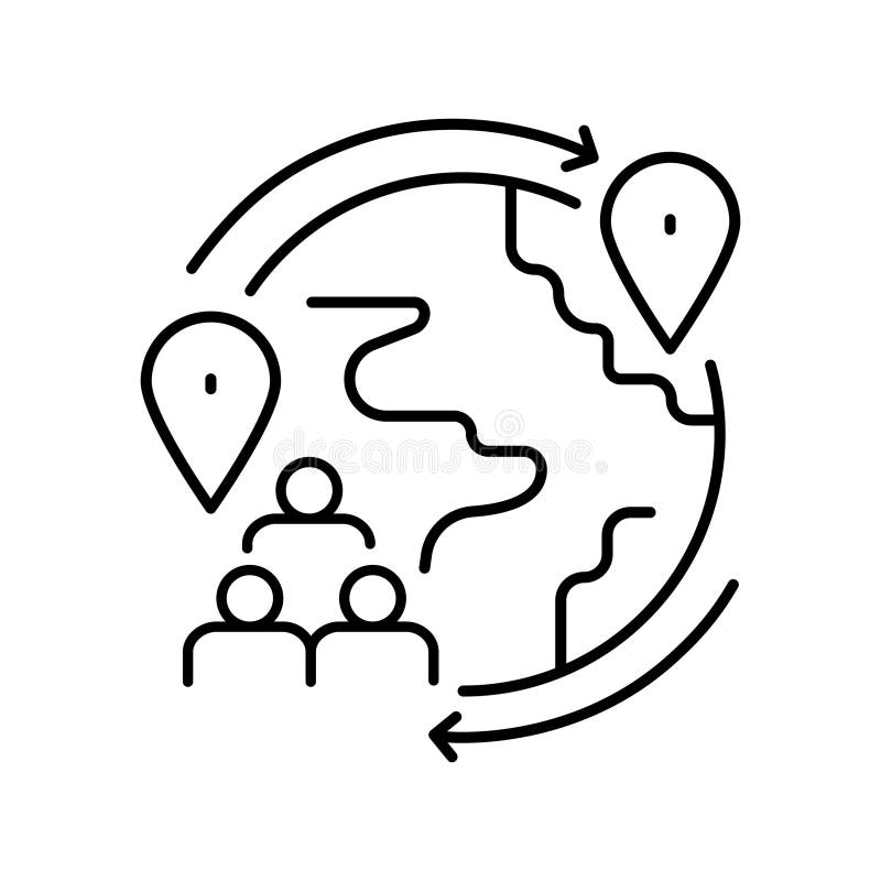 Migration black line icon. stock illustration. Illustration of ...