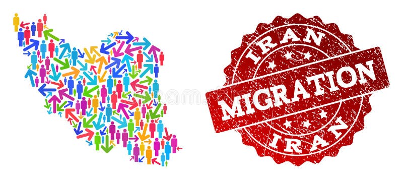Migration Composition of Mosaic Map of Iran and Textured Seal Stock ...