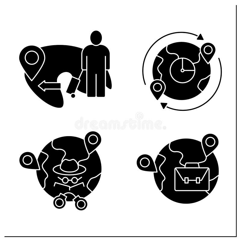 Labor Migration Poster, Abstract Man and Woman are on the Earth ...