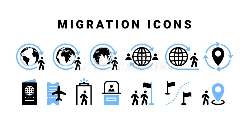 Migration Icon Set. Vector Icons Stock Illustration - Illustration of ...