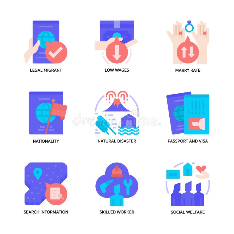 Migration icons set stock vector. Illustration of search - 230642993