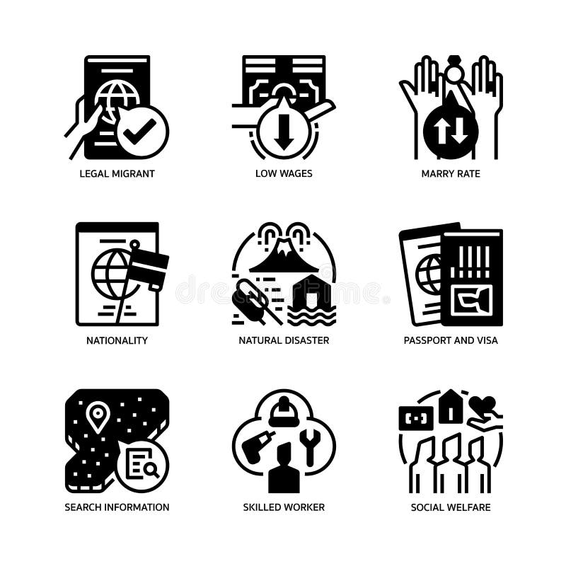 Migration icons set stock vector. Illustration of migration - 230642991