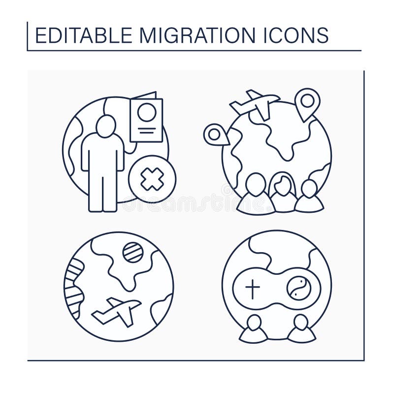 Migration line icons set stock vector. Illustration of icons - 238564690