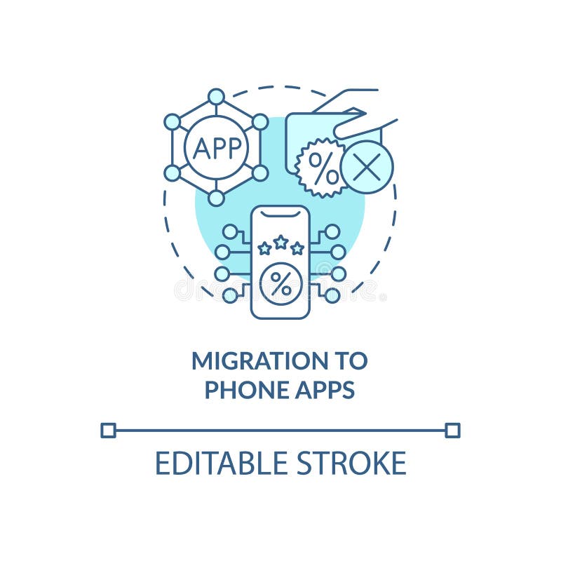 Migration To Phone Apps Blue Concept Icon Stock Vector - Illustration ...