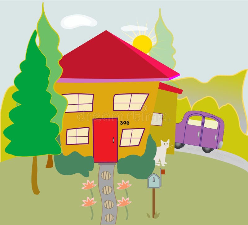 Mijn huis vector illustratie. Illustration of familie - 61656061