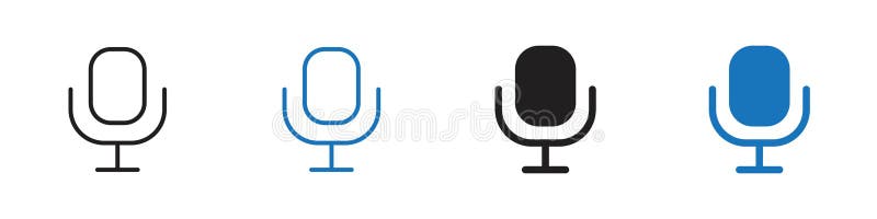 Mike Icon Vector Set Outline Stock Illustration - Illustration of live ...