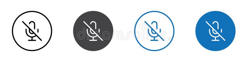 Mike Off Icon Flat Editable Icon Mark Set Stock Vector - Illustration ...