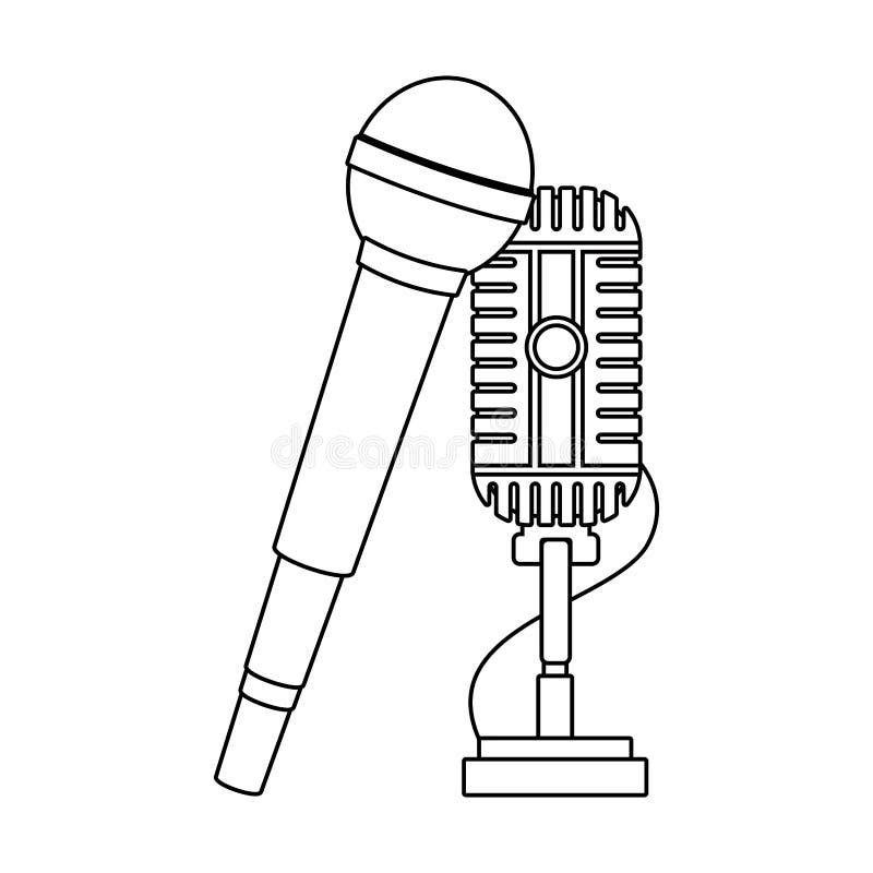 Mike and Retro Microphone, Flat Design Editorial Stock Image ...