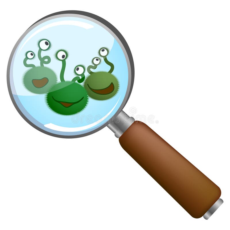 Mikroben unter Lupe vektor abbildung. Illustration von lustig - 16901853