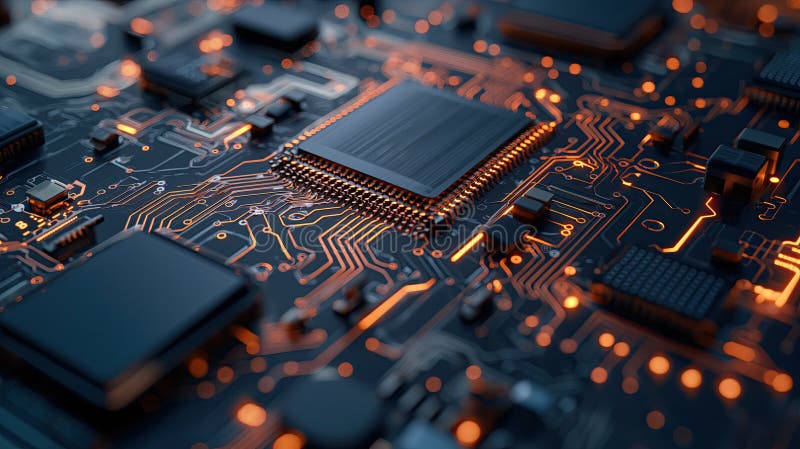 Mikrochip Auf Einem Integrierten Schaltkreis Stockfoto - Bild von ...