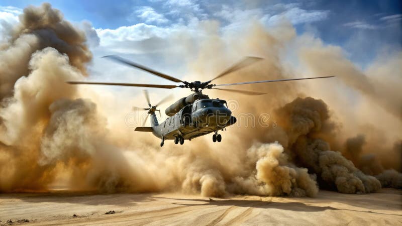 Mil Mi-26 Halo Desert Dust Cloud Takeoff Stock Illustration ...