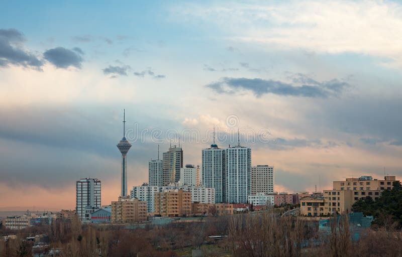 Milad Tower among High Rise Building in the Skyline of Tehran Stock ...