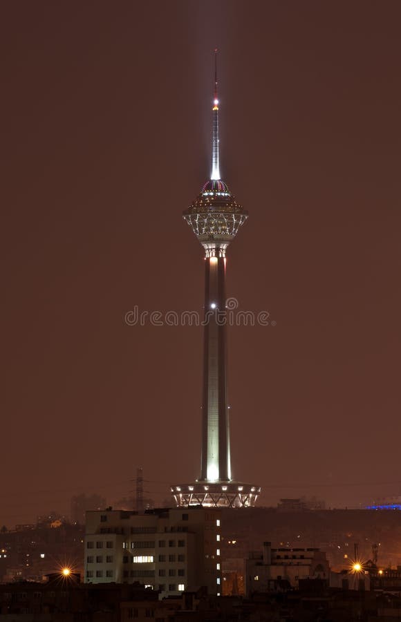 Milad Tower at night stock photo. Image of telecommunication - 23499050
