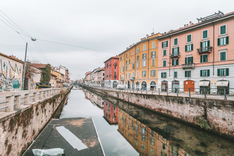 Milan Canal System Called Navigli Editorial Image - Image of italia ...