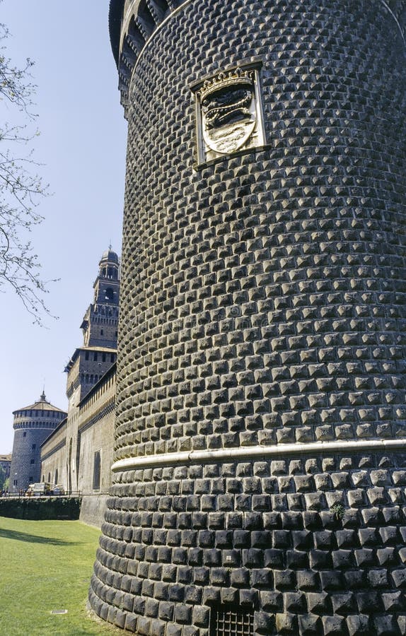 Milan, Castello Sforzesco stock image. Image of medieval - 27253047