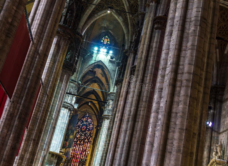 Milan Cathedral Columns editorial photography. Image of italy - 30666907