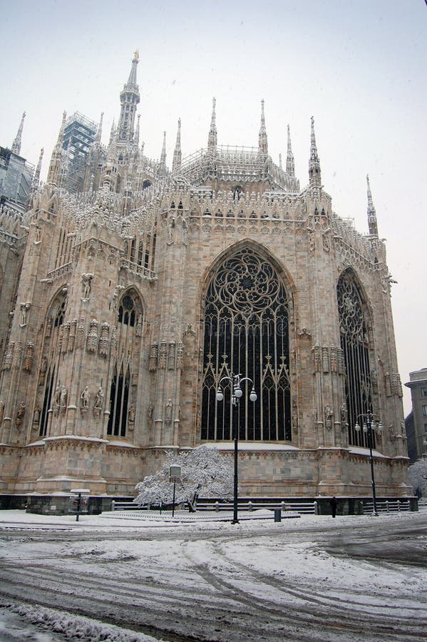 Milan Cathedral Dome in Winter Stock Photo - Image of duomo, religion ...