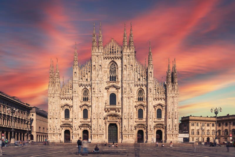 Milan Cathedral Duomo at Sunset Editorial Image - Image of blue ...