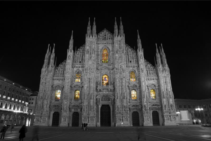 Milan Cathedral with Illuminated Editorial Image - Image of stained ...