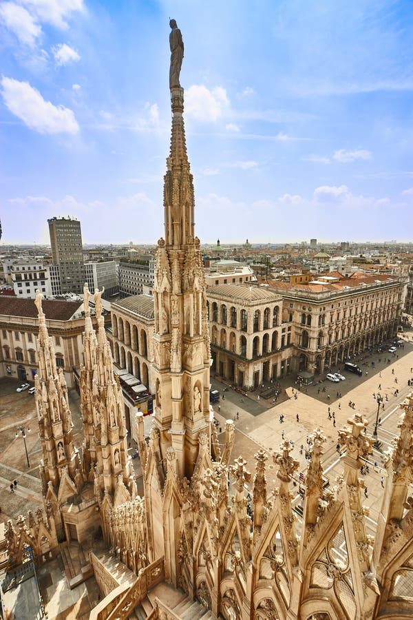 Milan Cathedral Rooftop View Stock Photo - Image of church, milan: 95396798