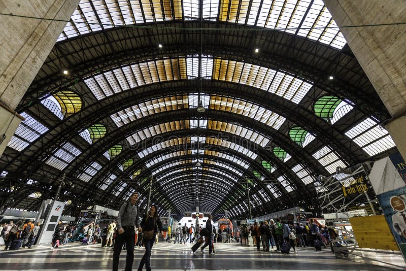 Milan, Central Station Train Editorial Image - Image of architecture ...