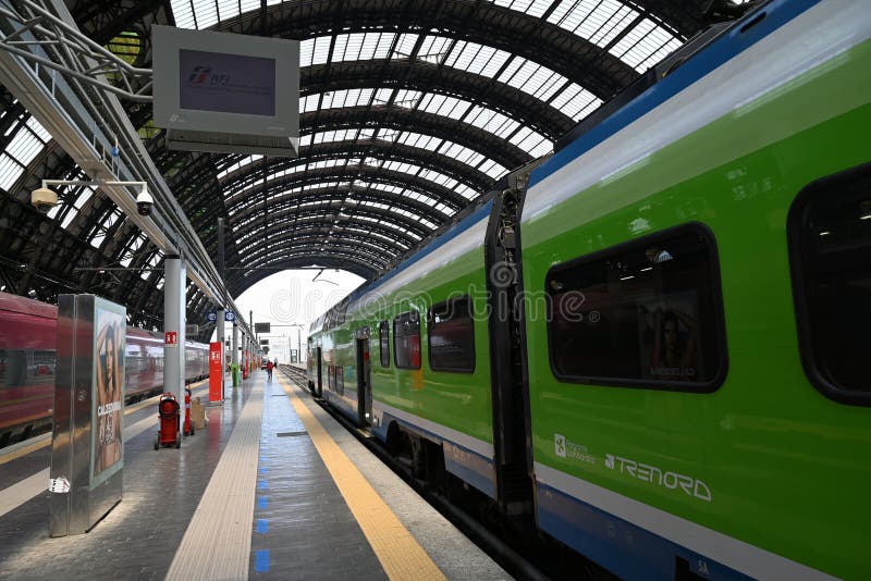 In Milan Central Station with Trains at Platform Editorial Photo ...