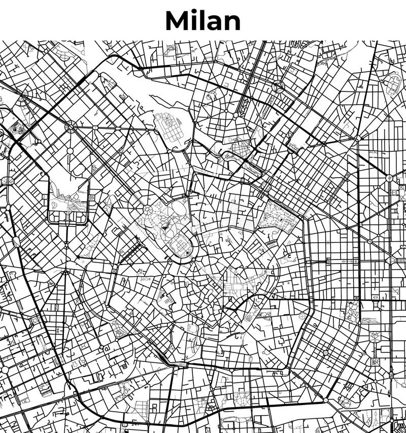 Milan City Map, Cartography Map, Street Layout Map Stock Vector ...