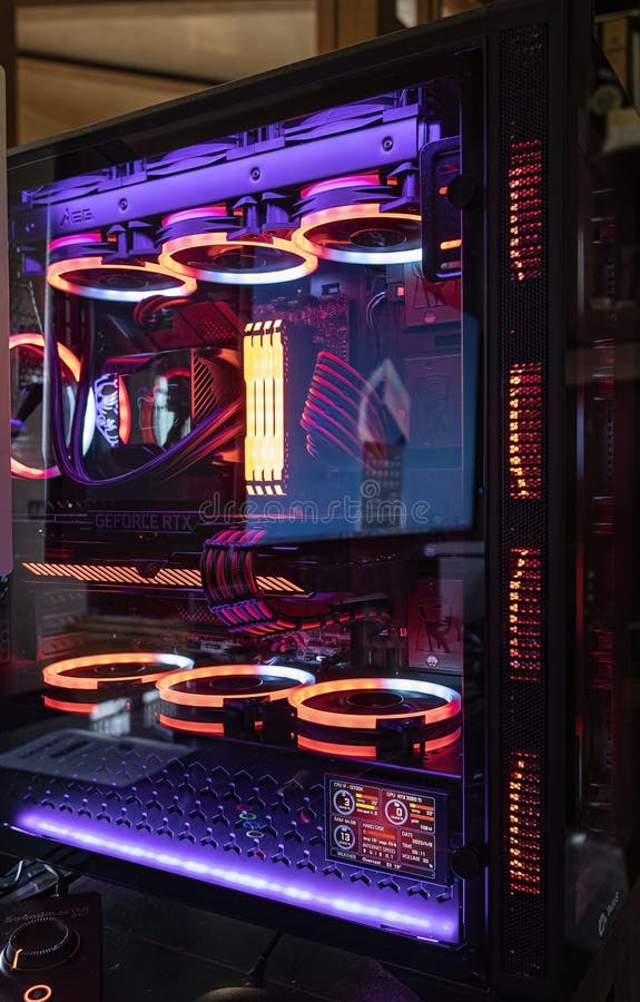 Illuminated Gaming Computer Setup Editorial Photo - Image of highend ...