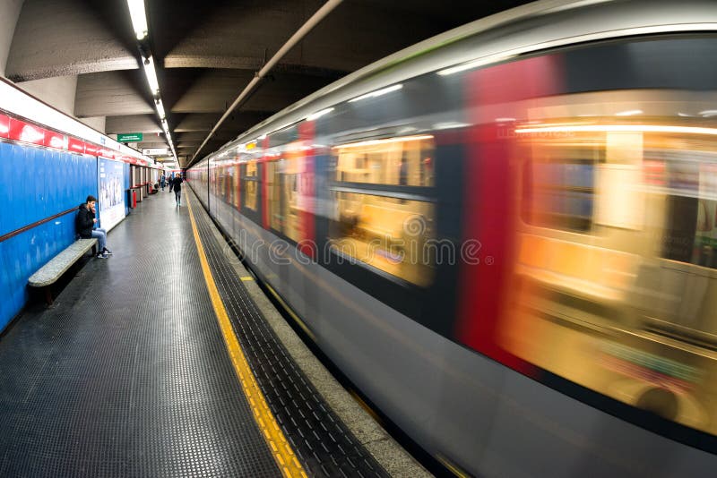 Red Train in Milan Subway, Italy Editorial Stock Image - Image of ...