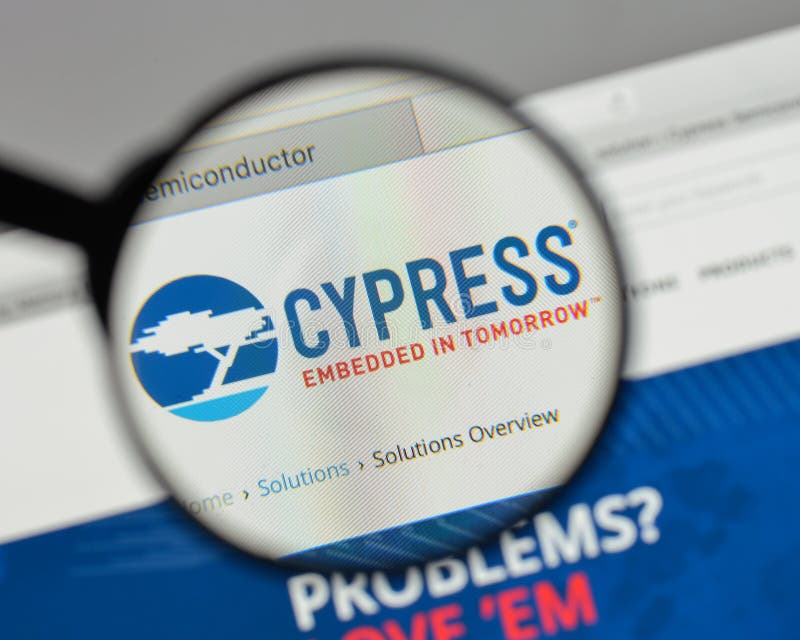 Milan, Italy - August 10, 2017: Cypress Semiconductor Logo on Th ...